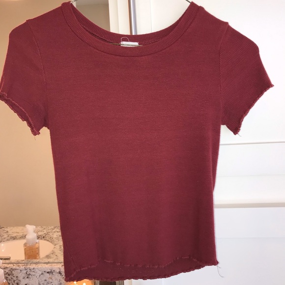 Garage | Tops | Garage Red Cropped Shirt | Poshmark